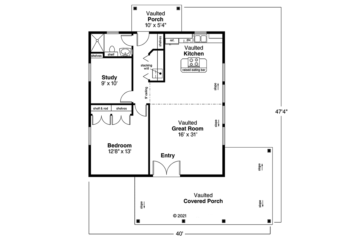 House Plan 69676 - Traditional Style with 960 Sq Ft, 1 Bed ...