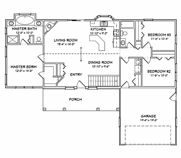 House Plan 70138 - Traditional Style with 1456 Sq Ft, 3 Bed, 2 Ba ...