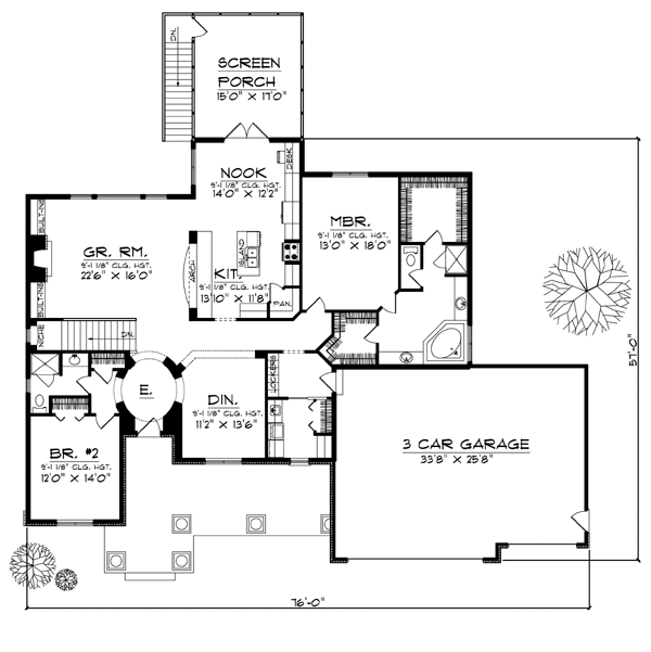 House Plan 73109 - Ranch Style with 3696 Sq Ft, 4 Bed, 2 Bath, 1 ...
