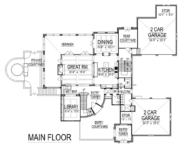 House Plan 74404 - with 6102 Sq Ft, 4 Bed, 2 Bath, 3 3/4 Bath, 1 ...