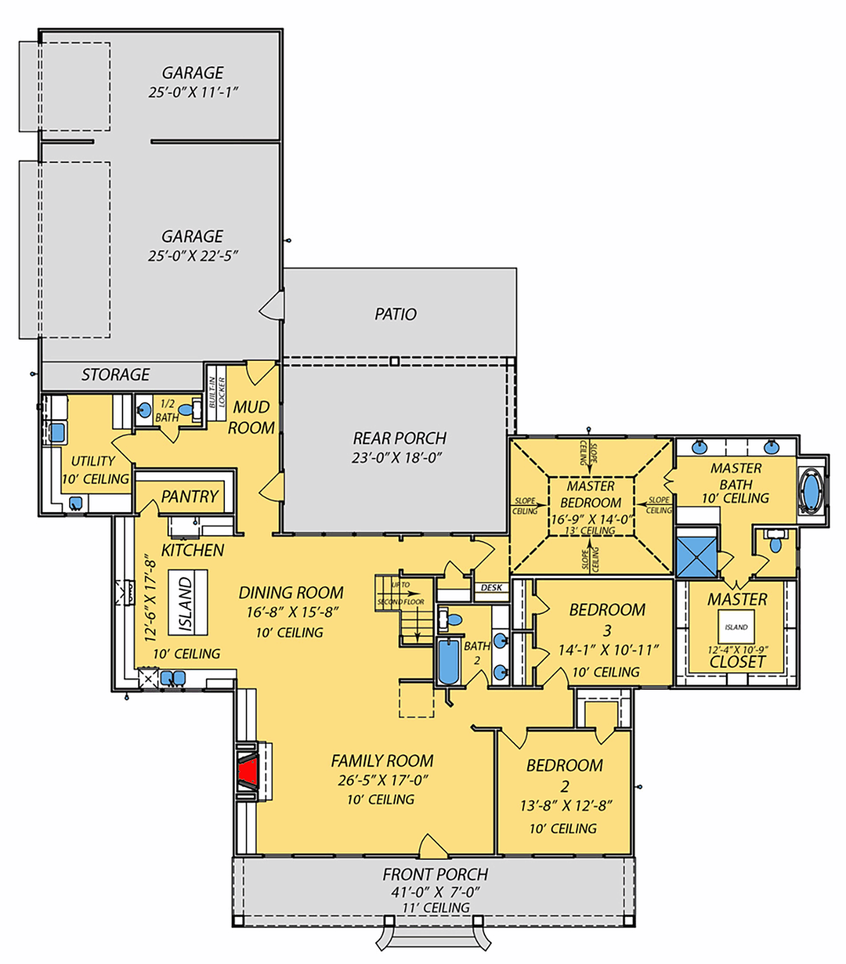 House Plan 74641 - Traditional Style with 3245 Sq Ft, 5 Bed, 3 Ba ...
