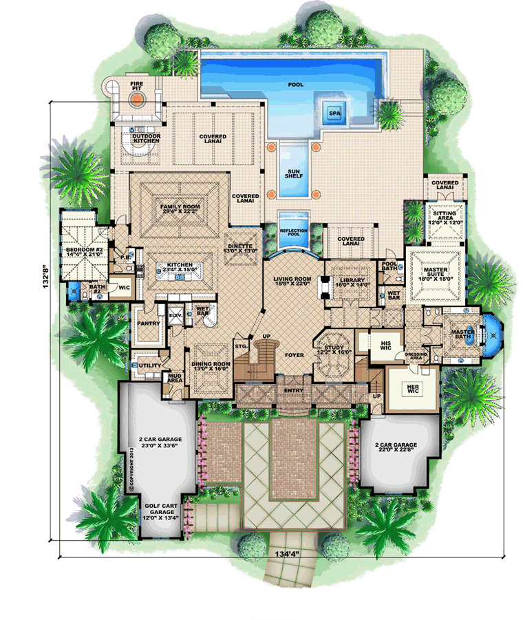 House Plan 75914 - Mediterranean Style with 8899 Sq Ft, 5 Bed, 5 ...