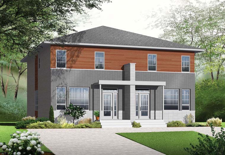 Multi-Family Plan 76129 - Contemporary Style with 3151 Sq Ft, 6 B ...