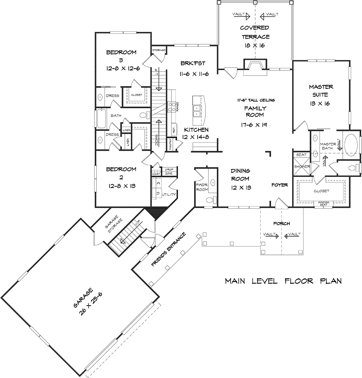 House Plan 76706 - Traditional Style with 2773 Sq Ft, 4 Bed, 3 Ba ...