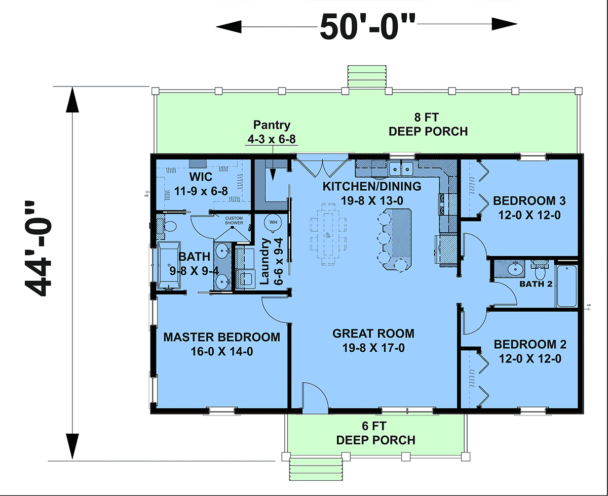 Open Floor Plan House Plans One Story Home Design Ideas