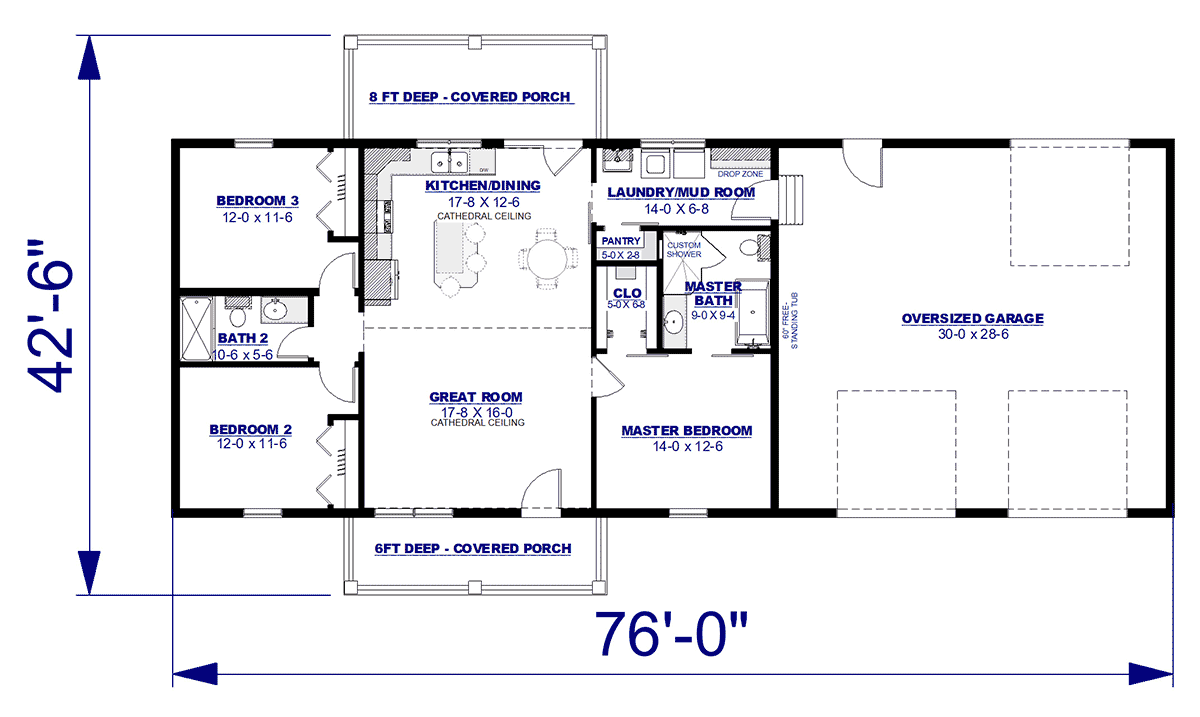 House Plan 77437 - Ranch Style with 1311 Sq Ft, 3 Bed, 2 Bath ...