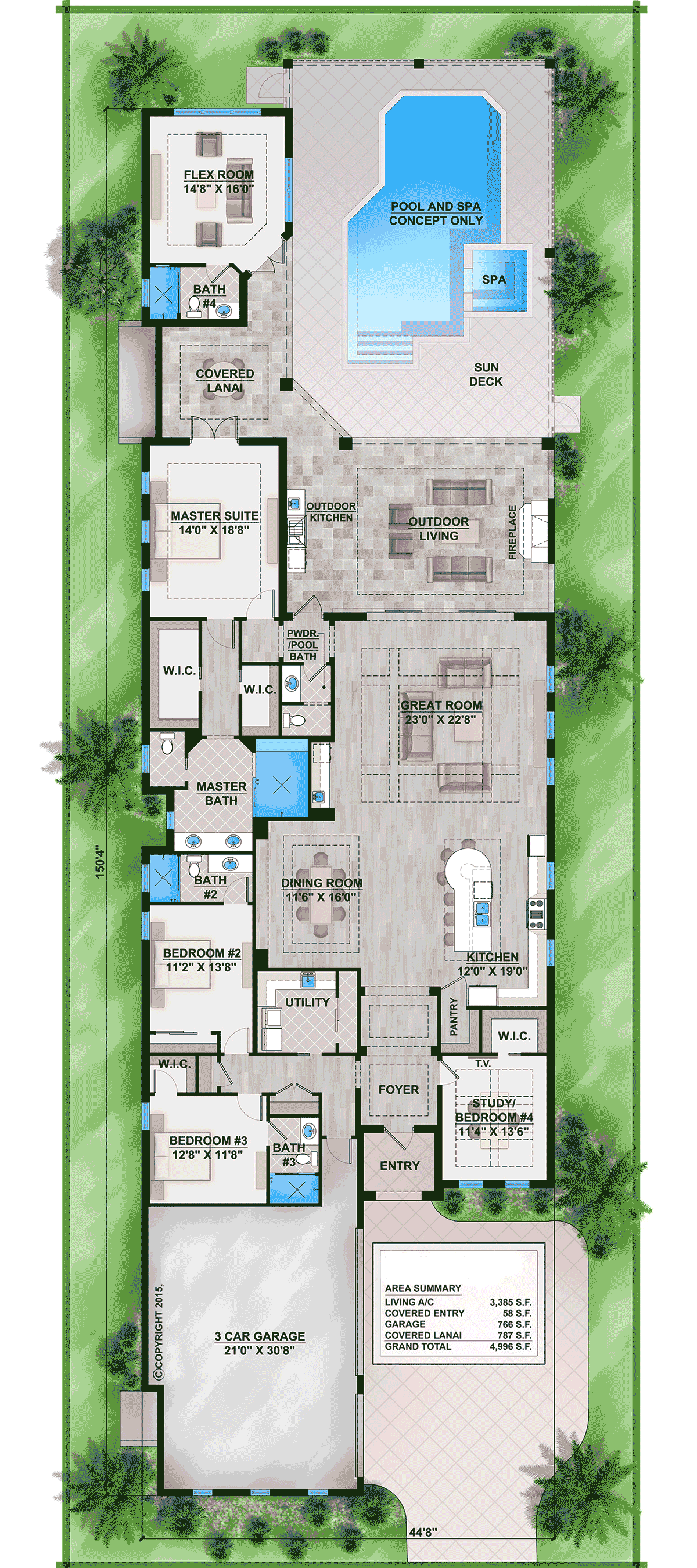House Plan 77501 - Contemporary Style with 3385 Sq Ft, 4 Bed, 4 B ...