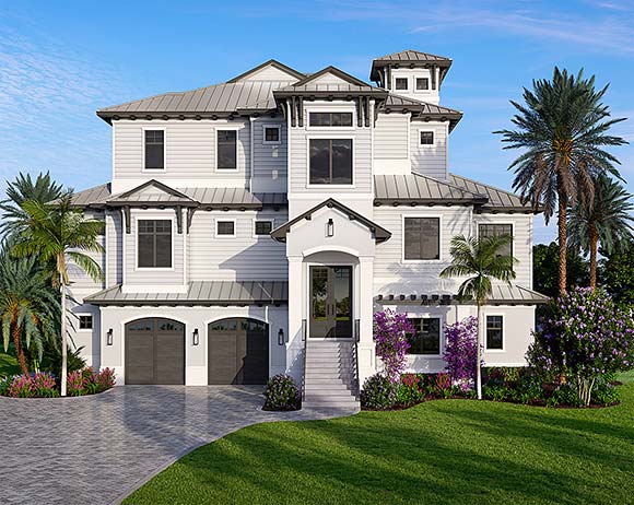 House Plan 77504 - Florida Style with 5102 Sq Ft, 4 Bed, 4 Bath,
