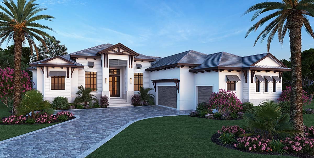 House Plan 77506 - Florida Style with 3846 Sq Ft, 4 Bed, 5 Bath ...