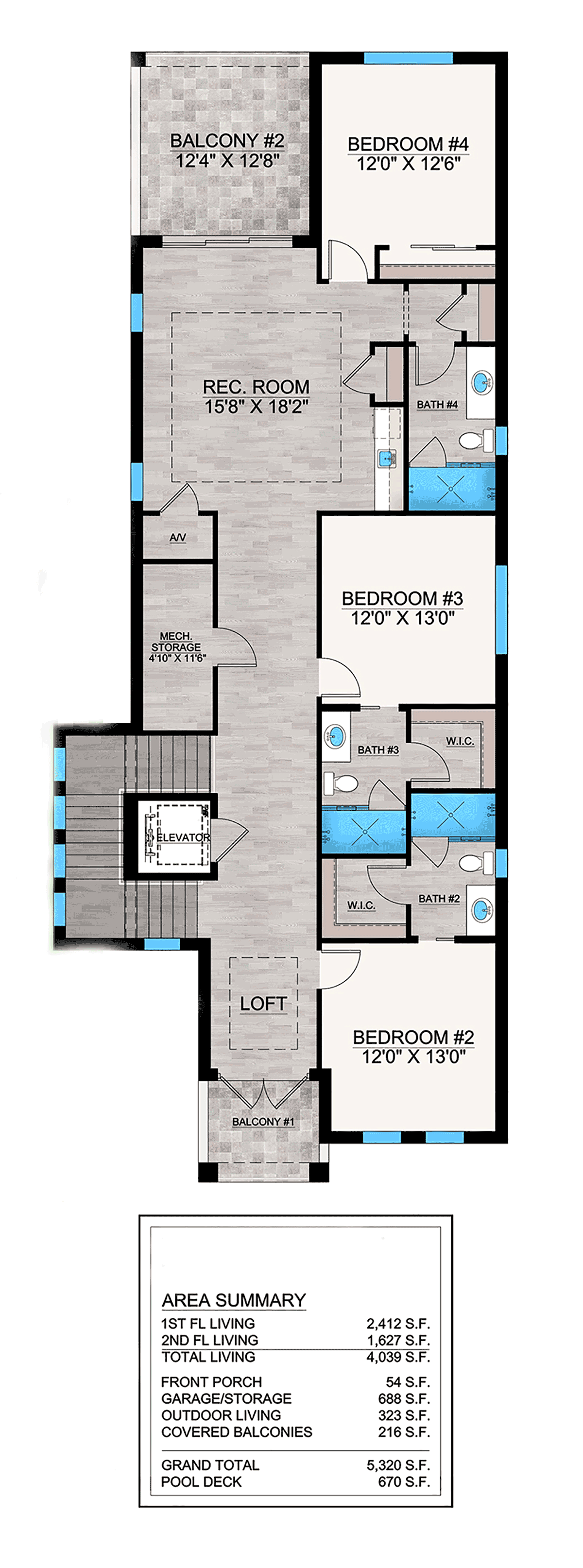 House Plan 77511 - Florida Style with 4039 Sq Ft, 5 Bed, 5 Bath, | COOLhouseplans.com
