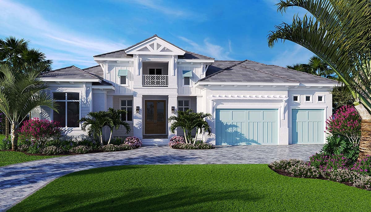 House Plan 77514 - Florida Style with 4173 Sq Ft, 4 Bed, 5 Bath ...