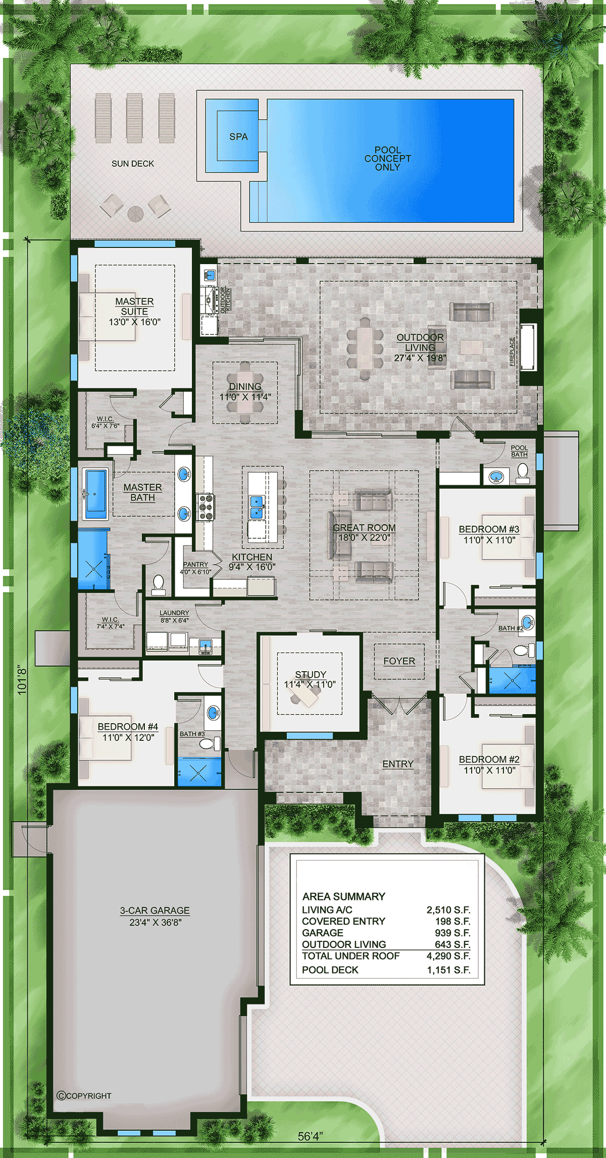 House Plan 77539 - Mediterranean Style with 2510 Sq Ft, 4 Bed, 3 ...