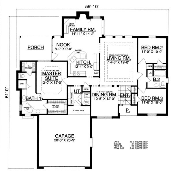 House Plan 77714 - Traditional Style with 1843 Sq Ft, 3 Bed, 2 Ba ...