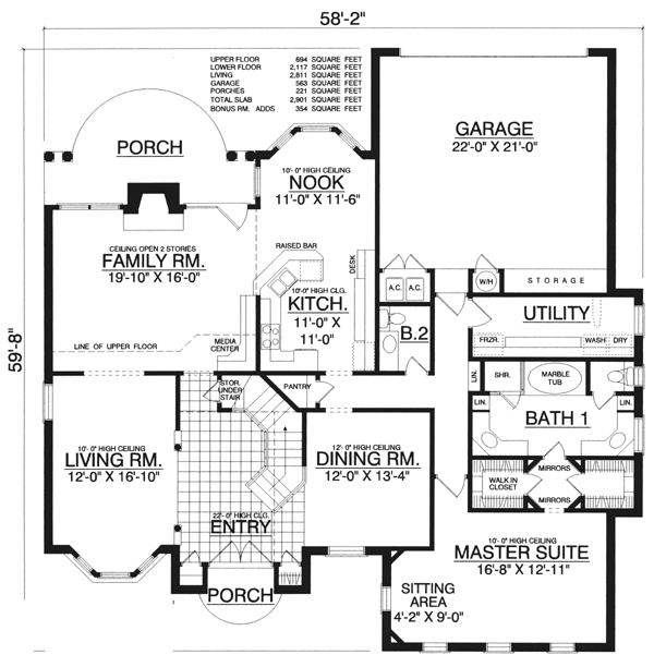 House Plan 77735 - European Style with 2780 Sq Ft, 3 Bed, 3 Bath ...