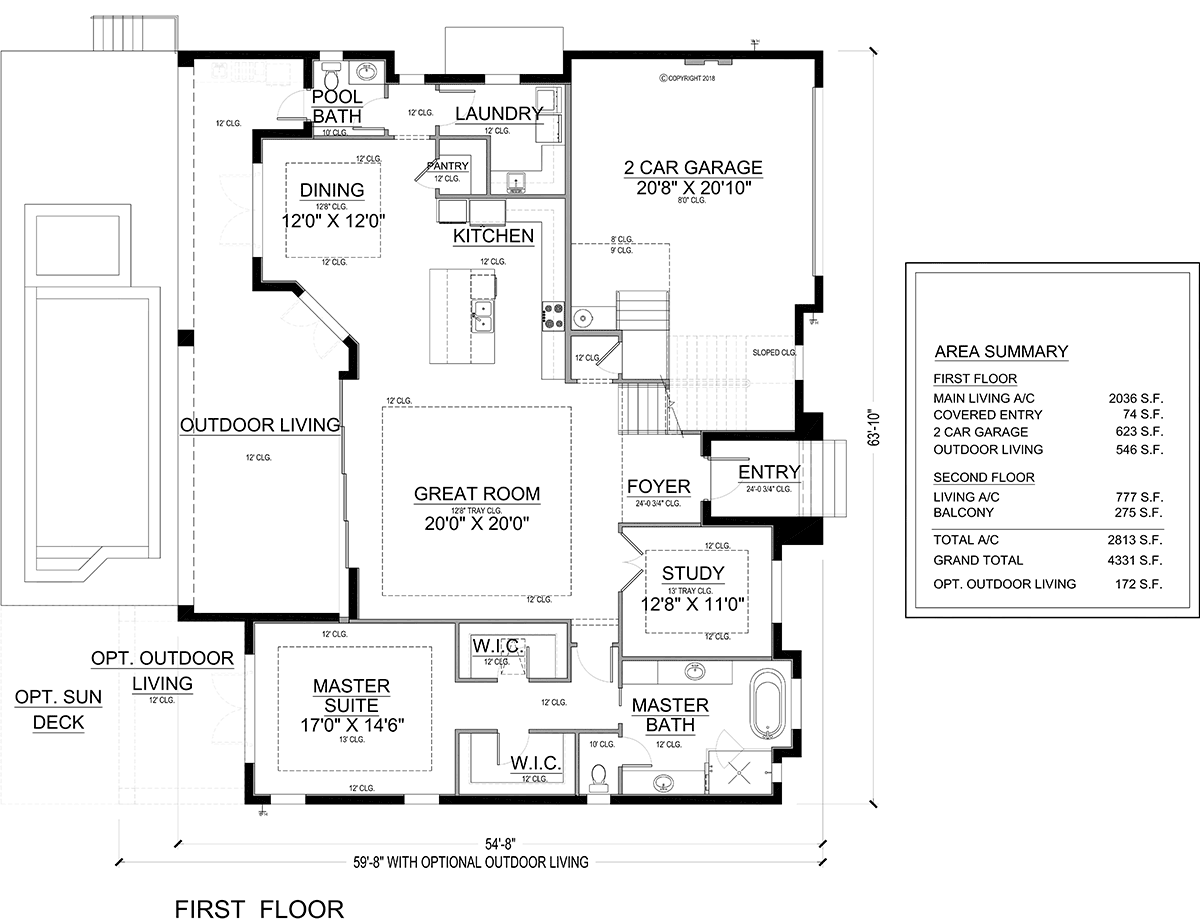 House Plan 78174 - Modern Style with 2813 Sq Ft, 3 Bed, 2 Bath, 1 ...
