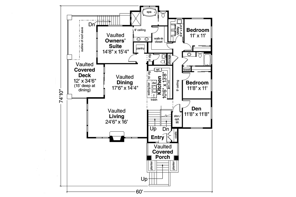 House Plan 78442 - Contemporary Style with 2584 Sq Ft, 3 Bed, 2 B ...