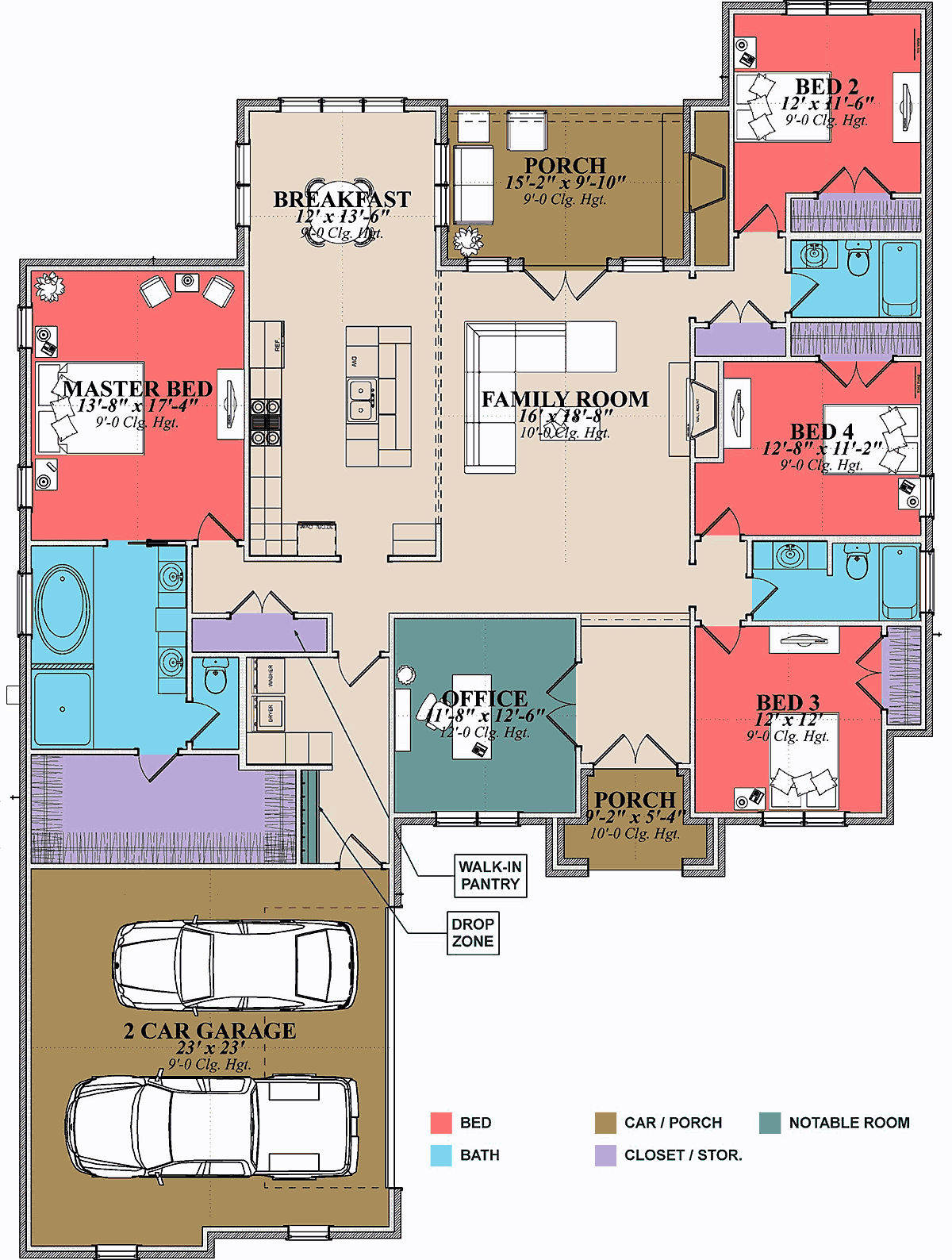 House Plan 78527 - Traditional Style with 2523 Sq Ft, 4 Bed, 3 Ba ...