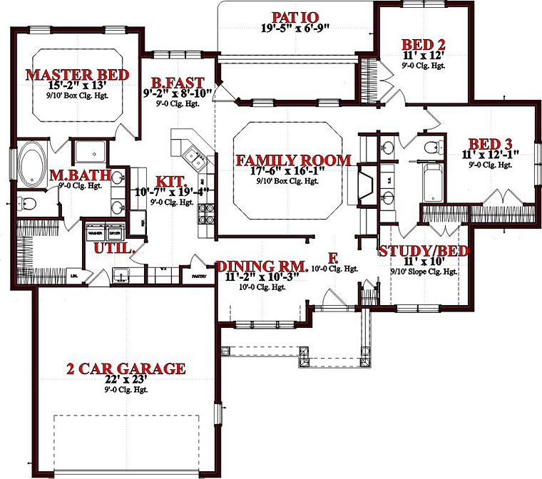 House Plan 78608 - Traditional Style with 1979 Sq Ft, 3 Bed, 2 Ba ...