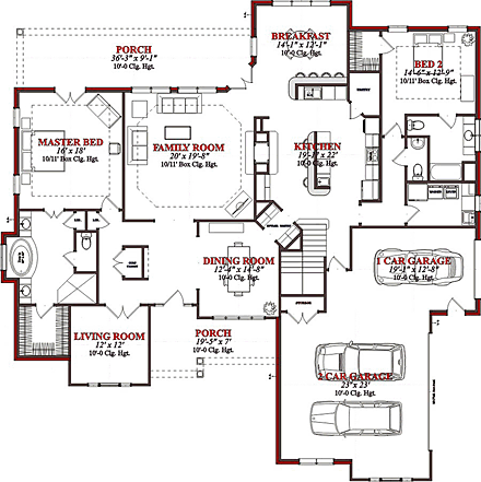 House Plan 78630 - European Style with 3649 Sq Ft, 4 Bed, 3 Bath ...