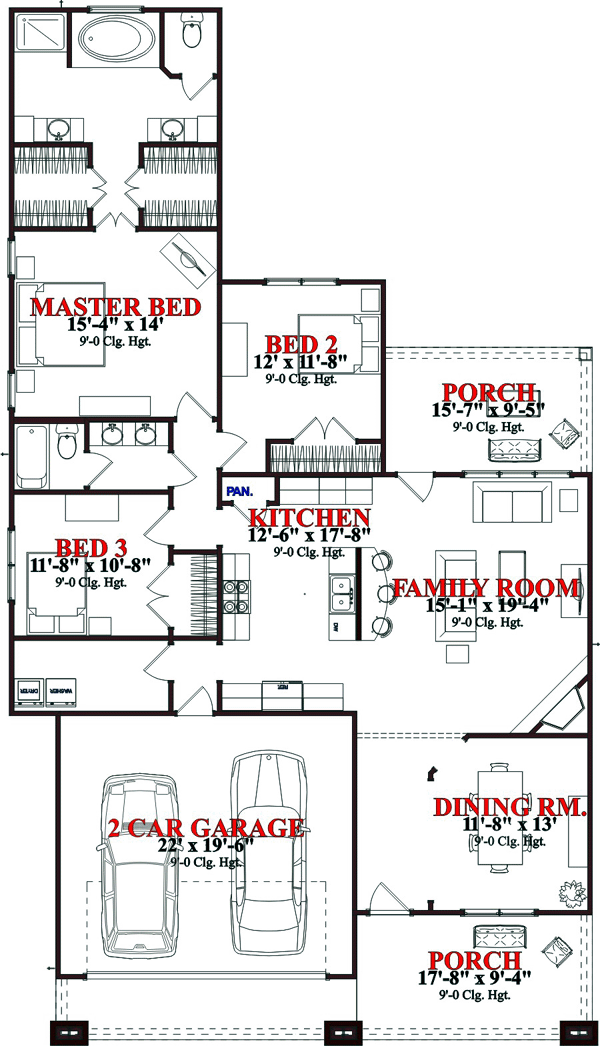 House Plan 78792 - Contemporary Style with 1817 Sq Ft, 3 Bed, 2 B ...