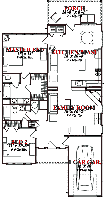 House Plan 78807 - Contemporary Style with 1389 Sq Ft, 2 Bed, 2 B ...