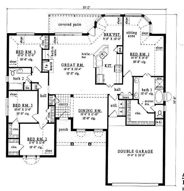 House Plan 79123 - One-Story Style with 2079 Sq Ft, 4 Bed, 2 Bath ...