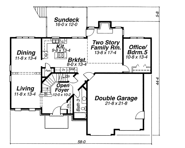 House Plan 80213 - Traditional Style with 2643 Sq Ft, 5 Bed, 3 Ba ...
