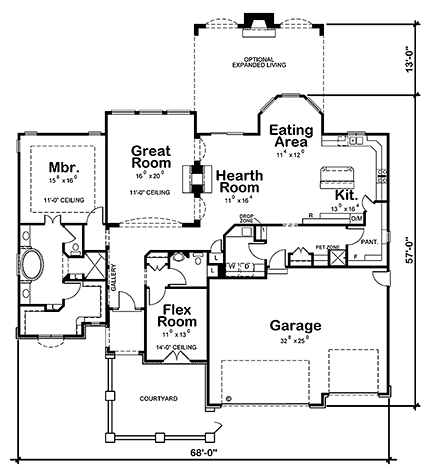 House Plan 80414 - Traditional Style with 2292 Sq Ft, 2 Bed, 2 Ba ...