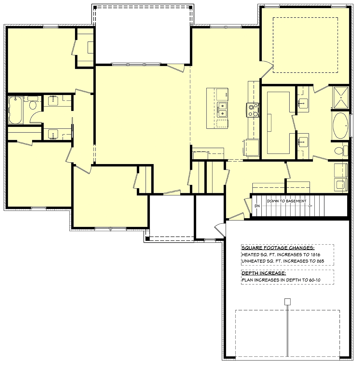 House Plan 80855 - Traditional Style with 1795 Sq Ft, 4 Bed, 2 Ba