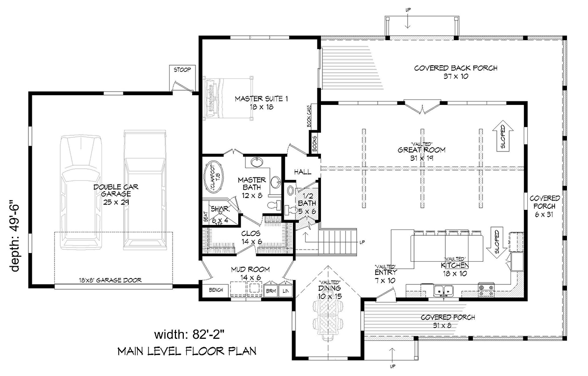 House Plan 80986 - Traditional Style with 3019 Sq Ft, 3 Bed, 2 Ba ...