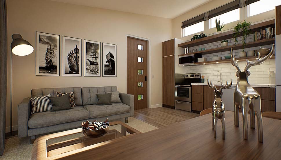 House Plan 81383 - Contemporary Style with 442 Sq Ft, 1 Bed, 1 Ba ...