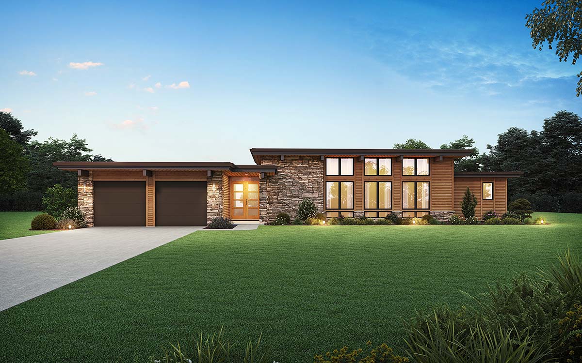 House Plan 81398 - Modern Style with 2432 Sq Ft, 4 Bed, 2 Bath, 1 ...