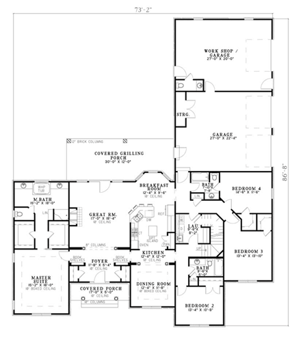 House Plan 82128 - Traditional Style with 2846 Sq Ft, 4 Bed, 3 Ba ...