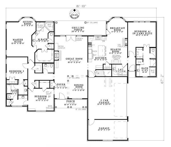House Plan 82138 - European Style with 2952 Sq Ft, 4 Bed, 3 Bath ...