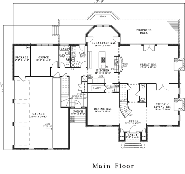 House Plan 82195 - with 4420 Sq Ft, 4 Bed, 4 Bath, 1 Half Bath ...