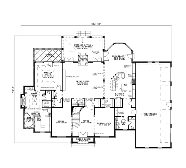 House Plan 82238 - European Style with 5835 Sq Ft, 4 Bed, 4 Bath ...