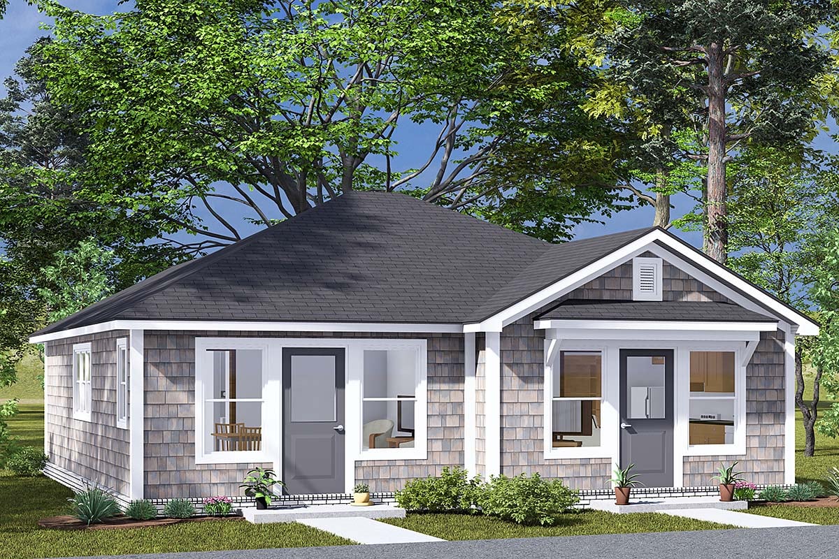 Multi-Family Plan 82892 - Traditional Style with 992 Sq Ft, 2 Bed ...