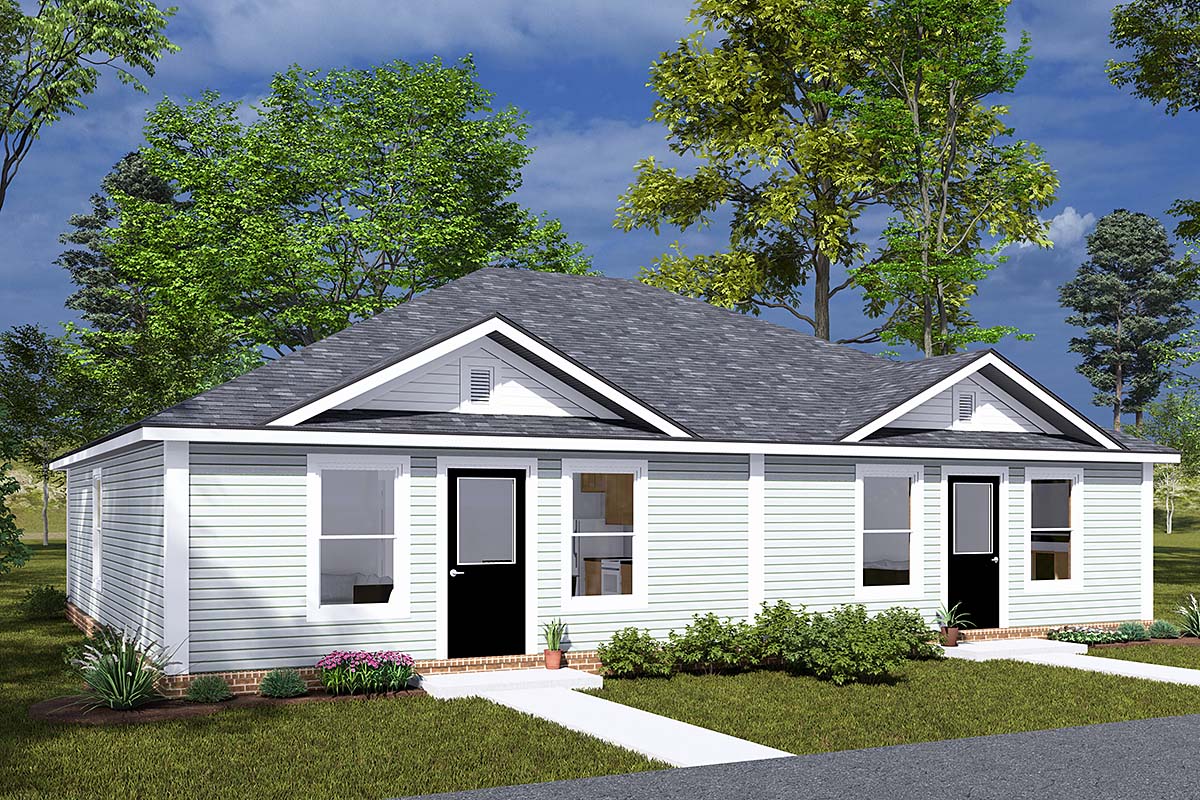 Multi-Family Plan 82897 - Traditional Style with 1570 Sq Ft, 6 Be ...