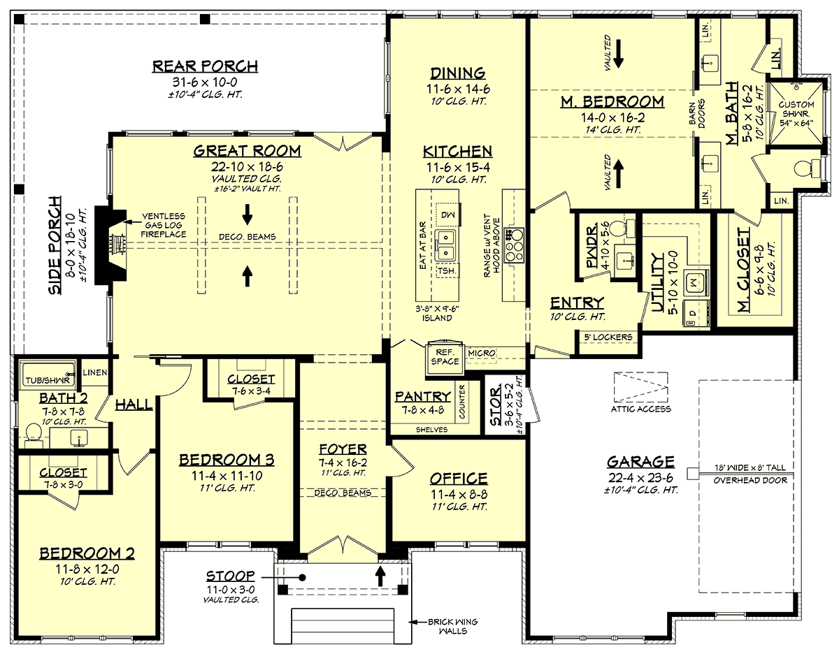 House Plan 82909 - Traditional Style with 2253 Sq Ft, 3 Bed, 2 Ba ...