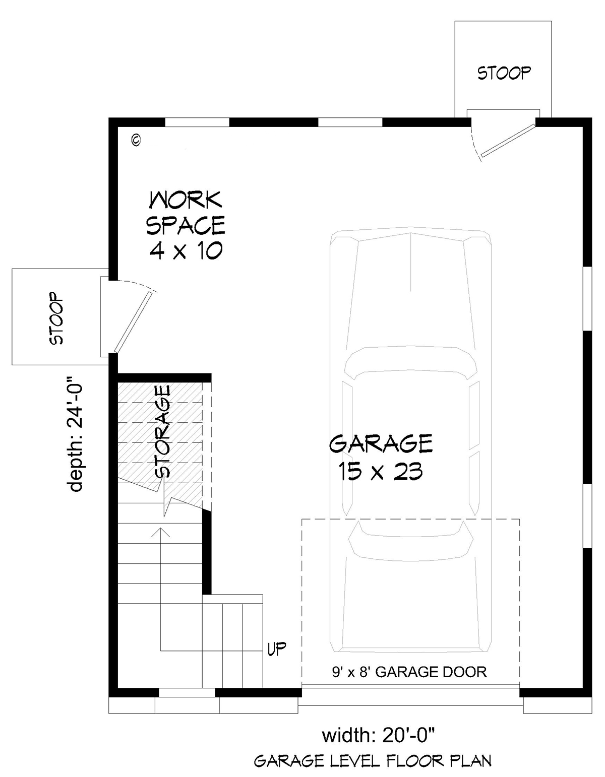 Garage Plan 83413 - 1 Car Garage Traditional Style