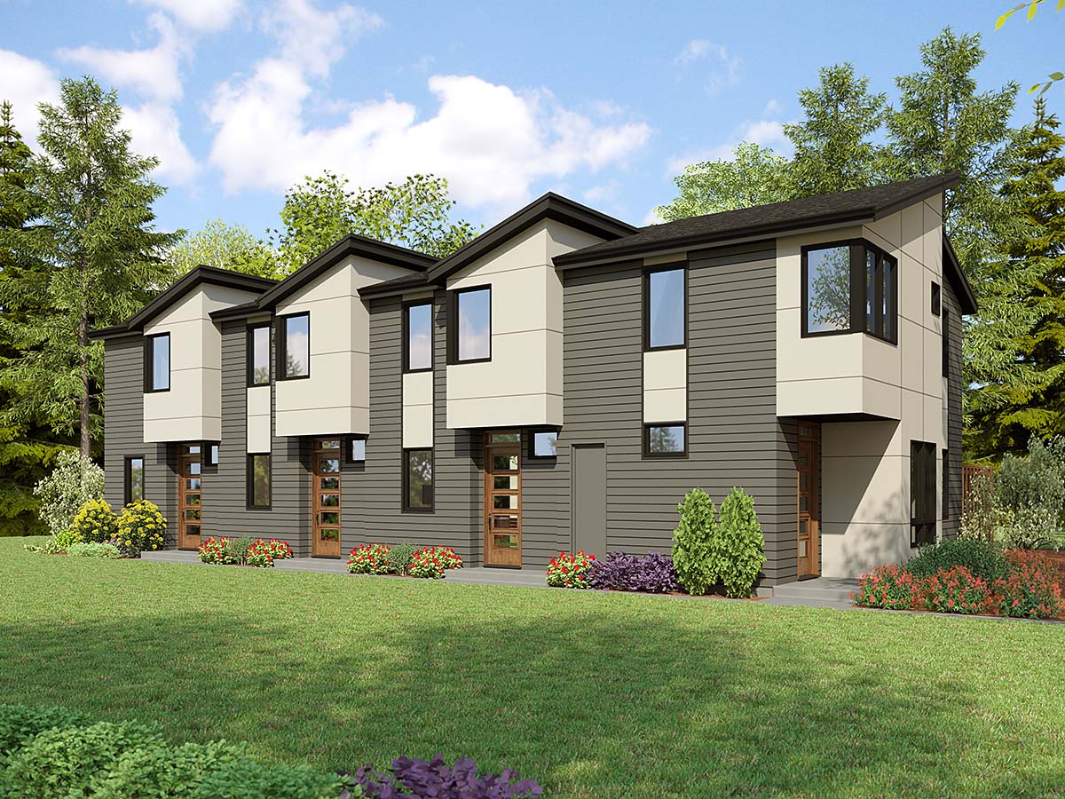 Multi-Family Plan 83577 - Modern Style with 4517 Sq Ft, 8 Bed, 5