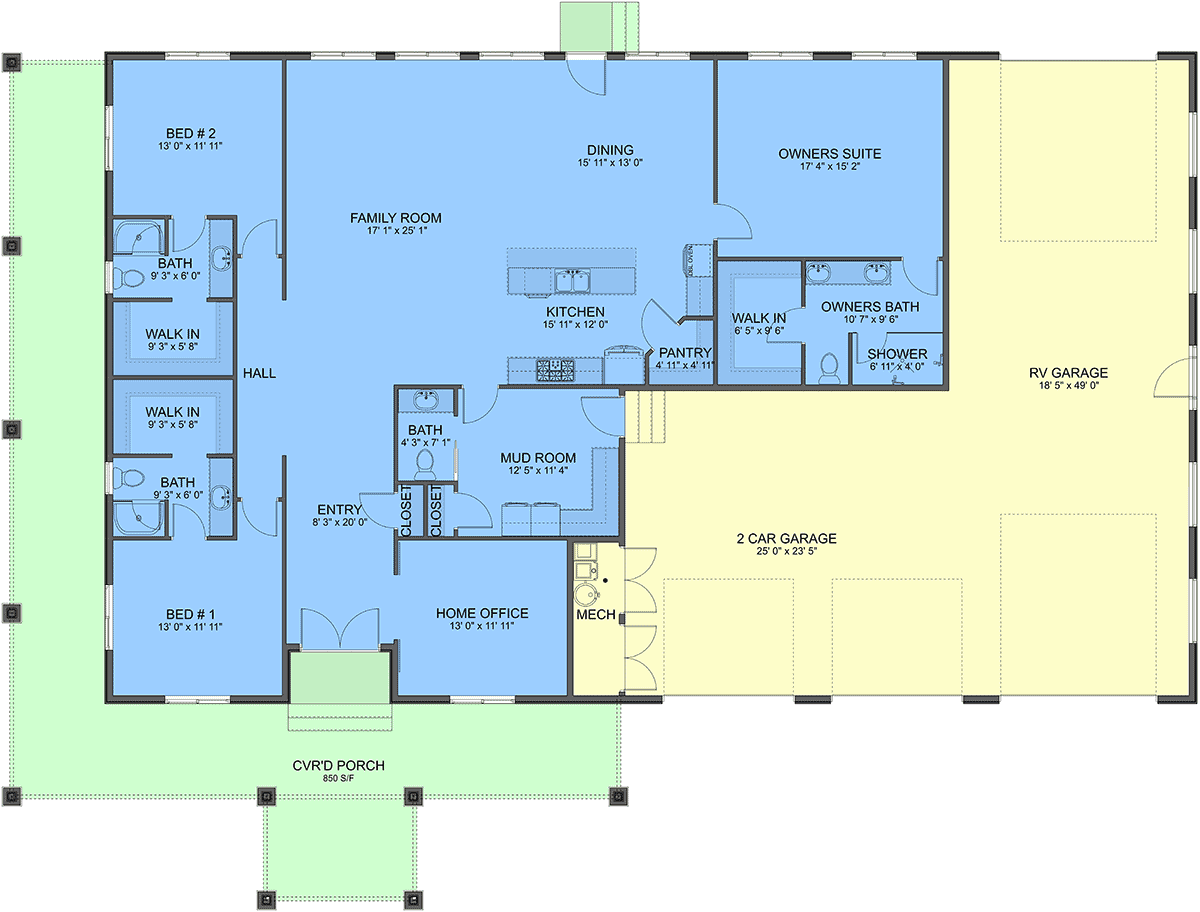 House Plan 83682 - Traditional Style with 2569 Sq Ft, 3 Bed, 3 Ba ...