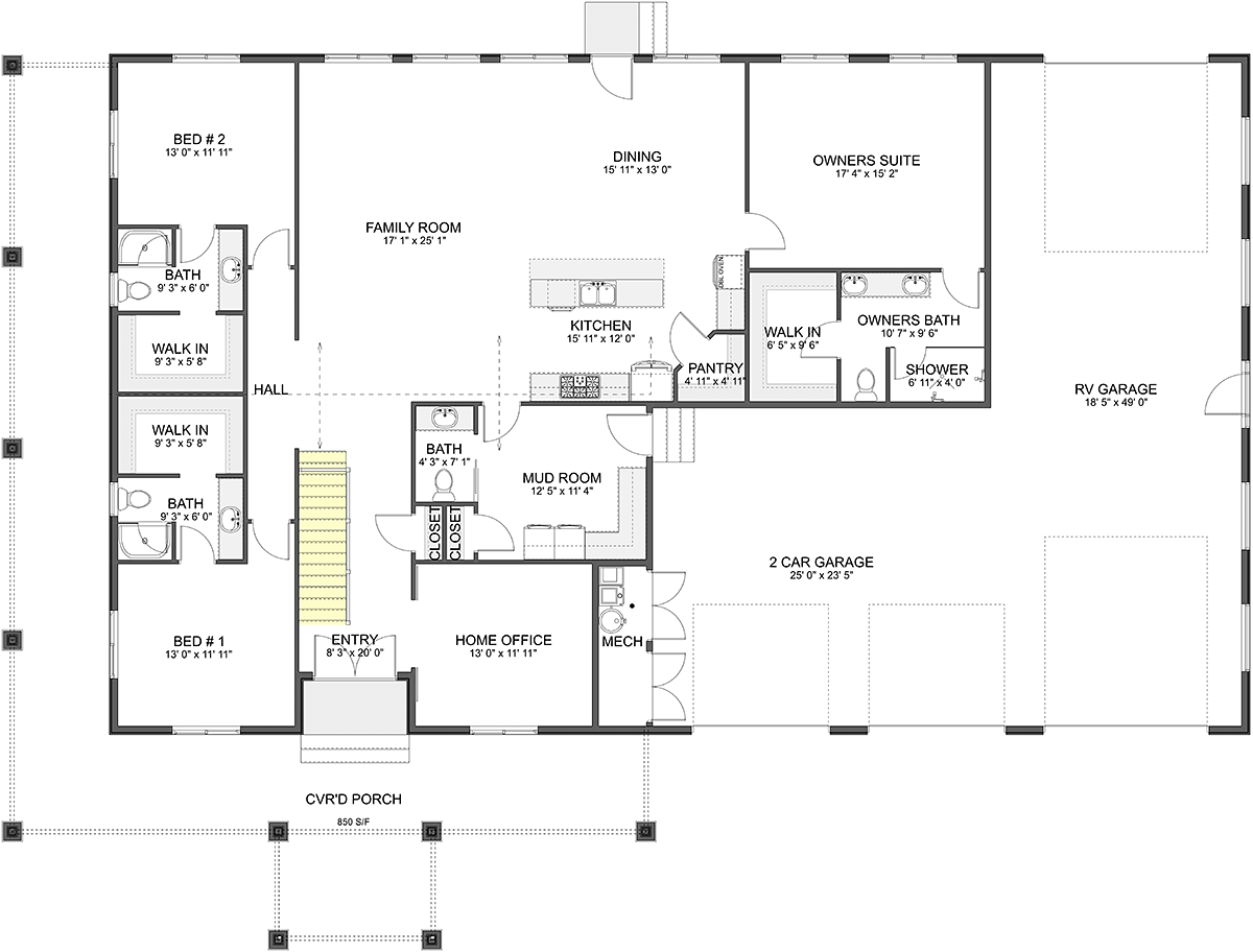 House Plan 83682 - Traditional Style with 2569 Sq Ft, 3 Bed, 3 Ba ...