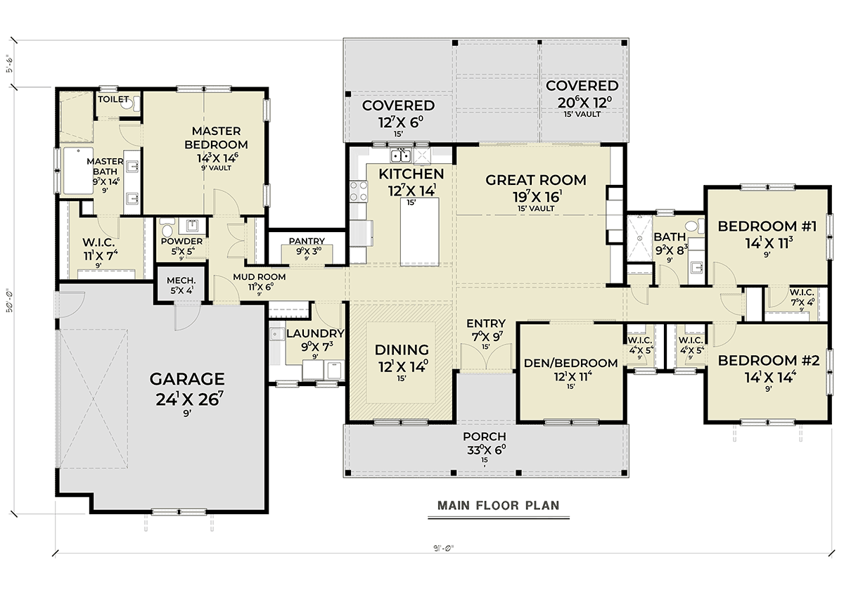 House Plan 83819 - Farmhouse Style with 2422 Sq Ft, 4 Bed, 2 Bath ...