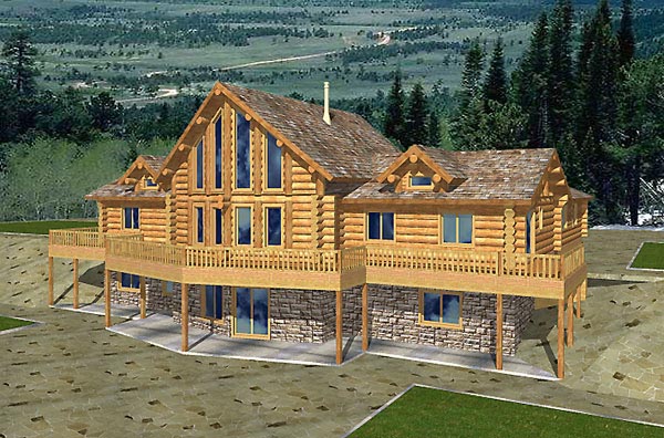 House Plan 87013 - Log Style with 4100 Sq Ft, 5 Bed, 3 Bath, 1 Ha ...
