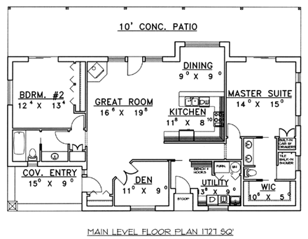 House Plan 87154 - Ranch Style with 1727 Sq Ft, 2 Bed, 2 Bath ...