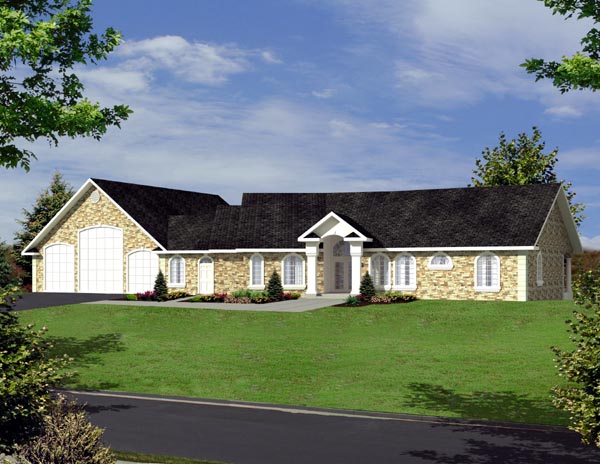 House Plan 87163 - Ranch Style with 5218 Sq Ft, 3 Bed, 4 Bath, 1 ...