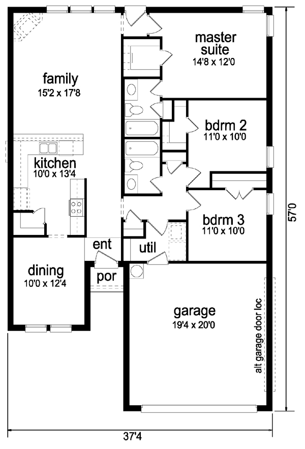 House Plan 87948 - Traditional Style with 1463 Sq Ft, 3 Bed, 2 Ba ...