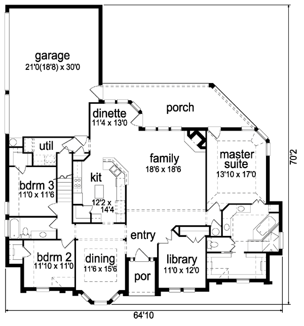 House Plan 87965 - European Style with 2674 Sq Ft, 3 Bed, 2 Bath ...