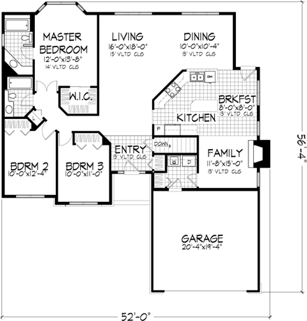 House Plan 88488 - Traditional Style with 1728 Sq Ft, 3 Bed, 2 Ba ...
